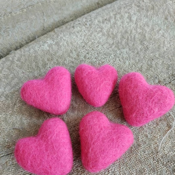 Hot Pink Felt Hearts for Crafting DIY Garland Kit Bright Pink Felted ...