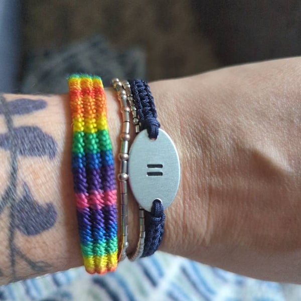 Pause | Hand Stamped | Adjustable Nylon Cord Bracelet | Lightweight ...