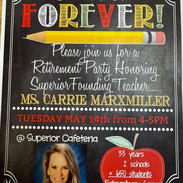 Editable Teacher Retirement Invitation: Chalkboard Design (digital ...