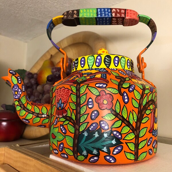DECORATIVE TEAPOT in Recycled ALUMINUM Hand-painted Boho Tea Pot ...