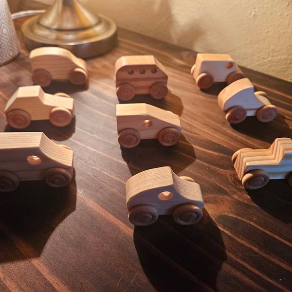 Mini Wooden Toy Car Set of 9 - Etsy
