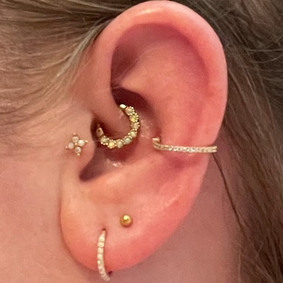 14k Gold Diamonds Conch Piercing Eternity Clicker Ring..16g..10mm or ...