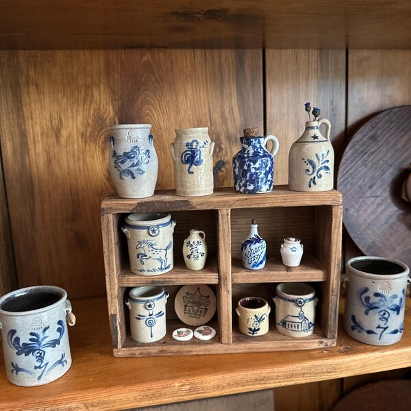 Miniature Stoneware, Salt Glazed Ceramic Pottery Jug Crock in the Ohio ...