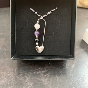 Handmade Empath Protection Necklace, Dainty Heart Safety Pins With ...