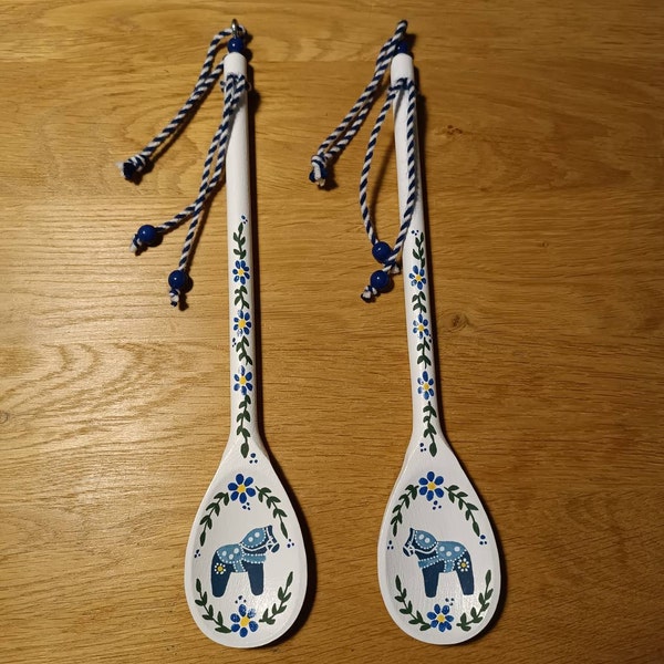 Swedish Spoons, Swedish Decor, Two Wooden Spoons, Dala Horse, Swedish ...
