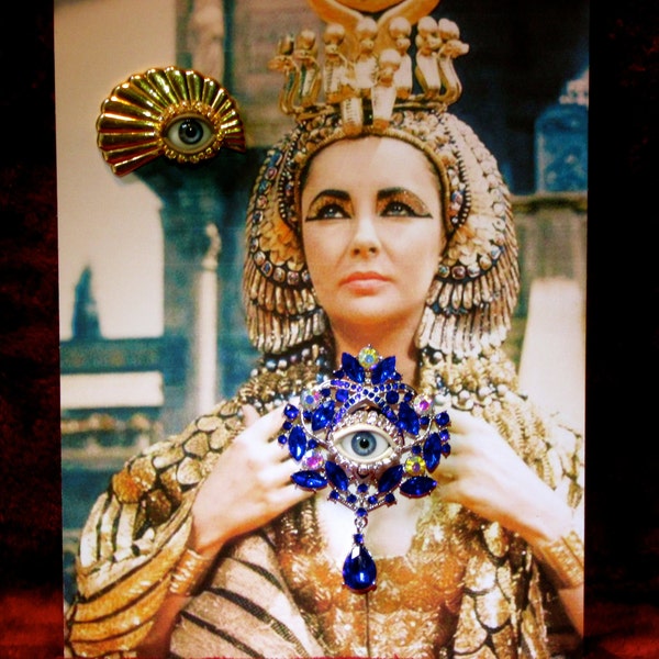 Sea Urchin Wink - Gold Tone Eyeball Brooch Pin With Hand Placed ...