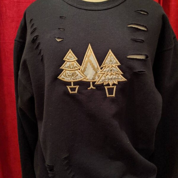 Christmas Tree Trio, Applique Design, Machine Embroidery, Instant ...