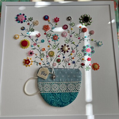 Red Poppy Flower, Custom Button Artwork, Red Decor, Vintage Buttons ...