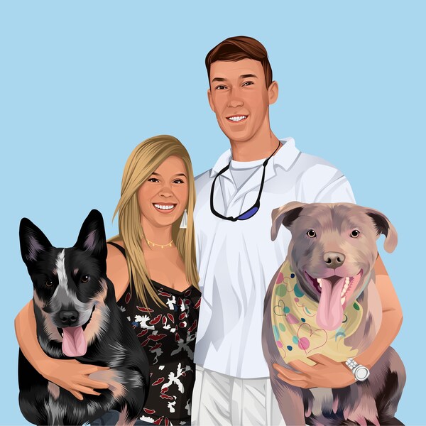 Custom Digital Cartoon Portrait, Christmas Gift, Vector Art, Custom ...