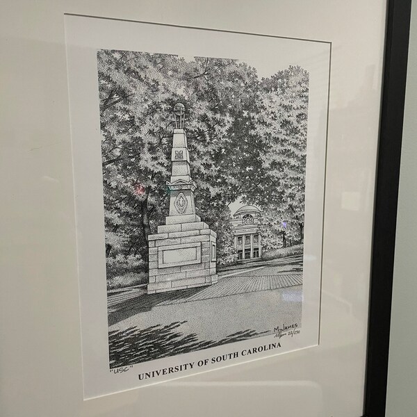 South Carolina Horseshoe Maxcy Monument 8"x10" Drawing-pen and Ink ...
