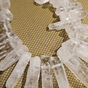 Slender Tiny Clear Quartz Crystal Points Beads Polished Crystal Stick ...