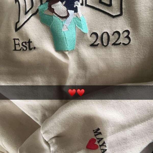 Custom Daddy Photo Sweatshirts, Embroidered Sketch From Portrait ...