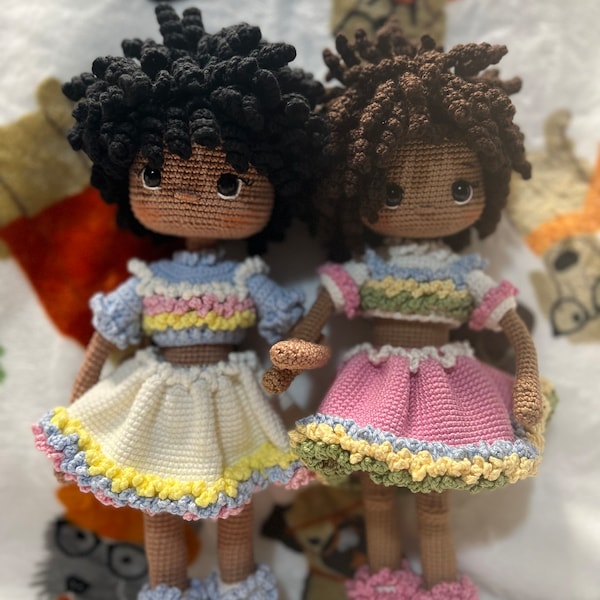 Crochet Black Doll, Amigurumi Dark Skin Doll, Crochet African Amerikan ...
