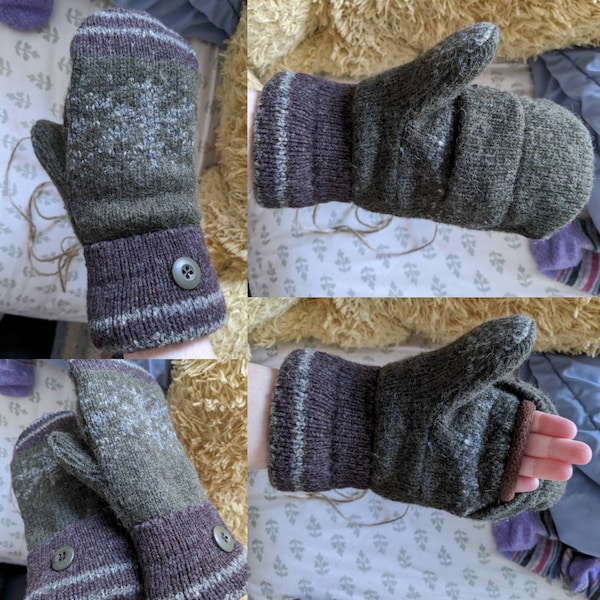 Bright Wool Mittens With Flip Top and Fleece Lining - Etsy