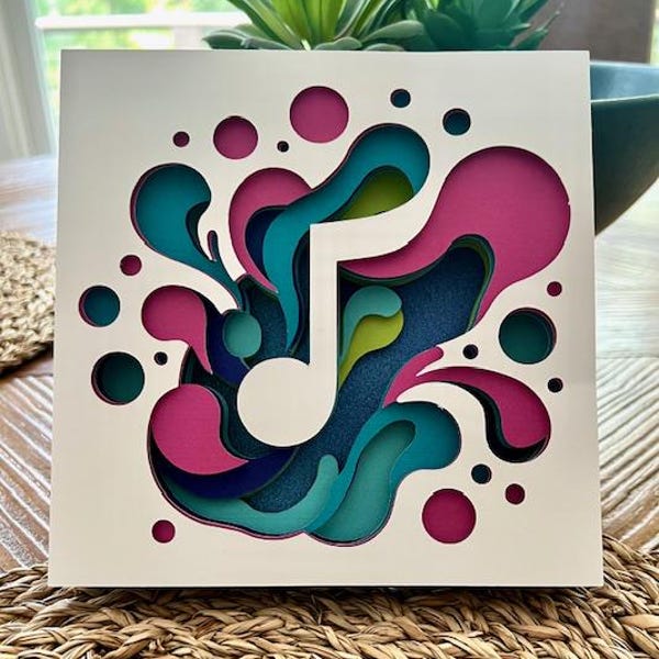 3d Musical Note Layered Design, Shadow Box Templates, 3d Layered Art ...