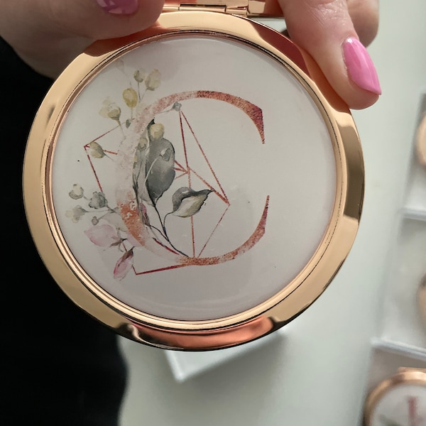 Compact Mirror for Her, Rose Gold Monogram Pocket Mirror for Woman, Mom ...