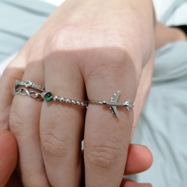 14K Solid Gold Airplane Ring, Aviation Gifts, Plane Gold Ring, Female ...