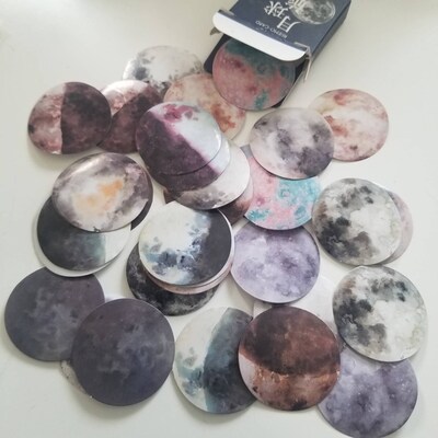 Moon View Sticker Set, Nebula, Moon Phases Stickers Pack, Scrapbook ...
