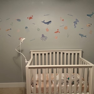 Ocean Animal Wall Decals Removable, Reusable Wall Stickers Watercolor ...
