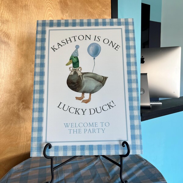 One Lucky Duck Invitation Template in Sage Green, First Birthday Duck ...