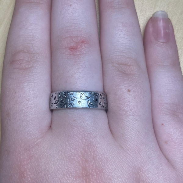 2 Ring Birth Flower and Birthstone Ring Set Gemstone Ring in Stainless ...