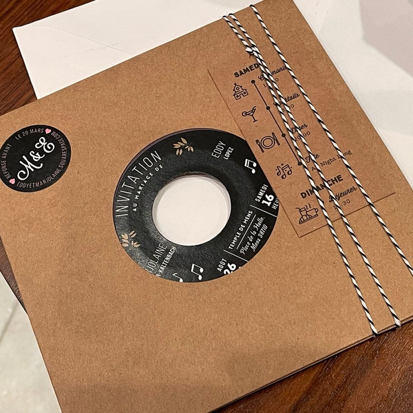 Music Wedding Invitations Made From Real Vinyl With Timeline Custom ...