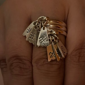 Yellow Gold Plated 7 Days Ring, Women's Ring With Charms, Pagan Seven ...