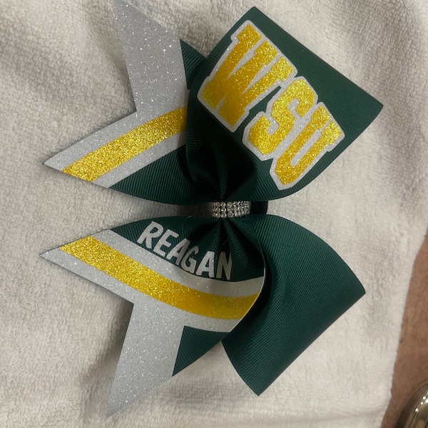 Custom Cheer Bow Custom Letter / Mascot or Letters CHS BHS Etc W Name ...