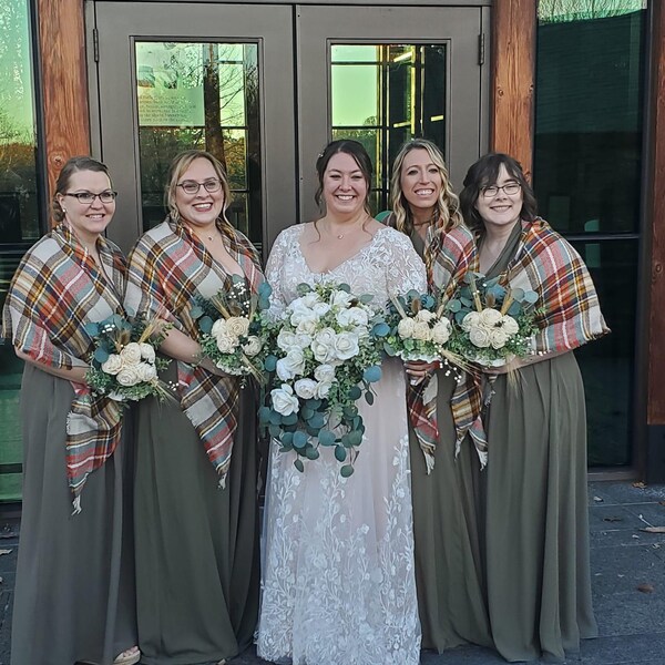 Spring Wedding Shawl, Blanket Scarf Bridesmaid, Blue Plaid Blanket ...