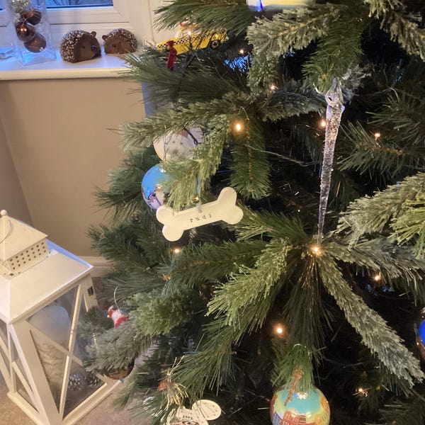 Personalised Dog Bone Clay Tree Decoration, Pet Christmas Decoration ...