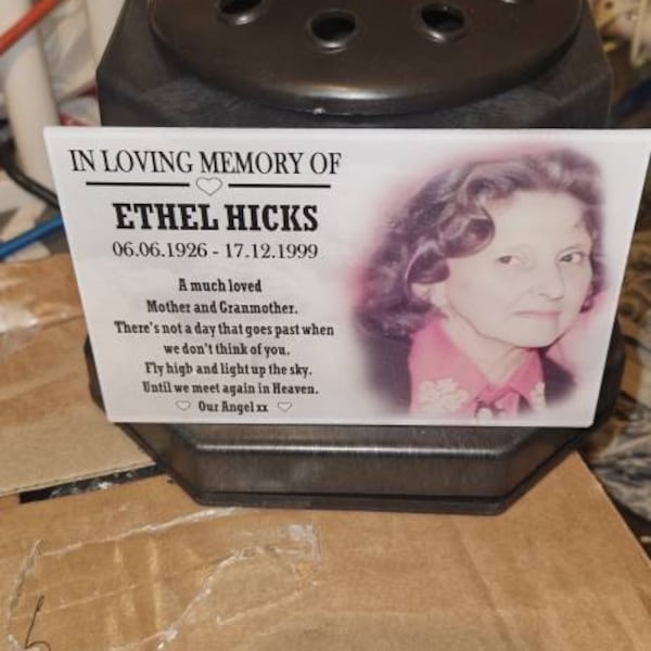 Personalised Large Cemetery Grave Marker, Acrylic Photo Plaque and ...