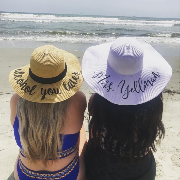 Personalized Sun Hat - Bachelorette Party Hats - Bridal Shower Gift for ...