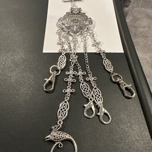 Bronze or Silver Medieval Themed Chatelaine With Waist Clip 5 Chains ...