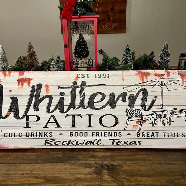 Rustic Patio Name Sign | Personalized Patio Signs | Outdoor Patio Decor ...