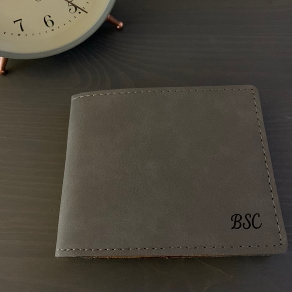 Engraved Men's Wallet, Custom Monogrammed Wallet, Bifold Slim Wallet ...