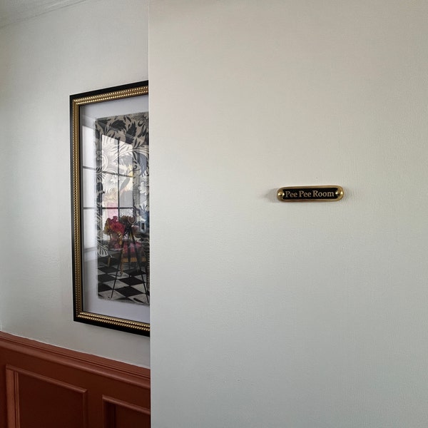 Pee Pee Room Door Sign by Themetalfoundry • Brass House Door Sign ...