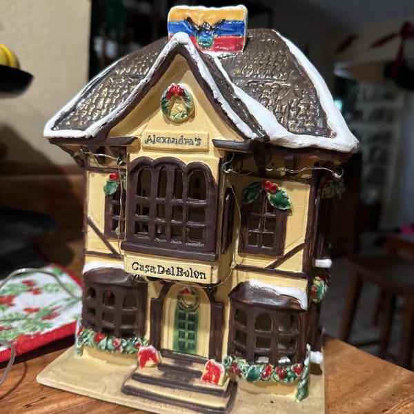 Set of Four Colorful Ceramic Houses, Ceramic Village, Tea Light Houses ...