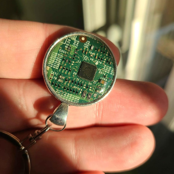 Circuit Board Keychain, Recycled Gift for Computer Nerd, Cool Geeky ...