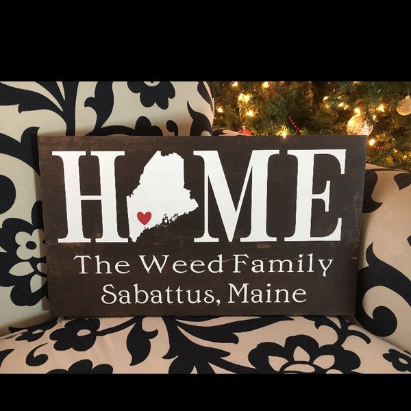 Maine (ME) Home Sign With Customized With Town Name - 2 Sizes Available ...