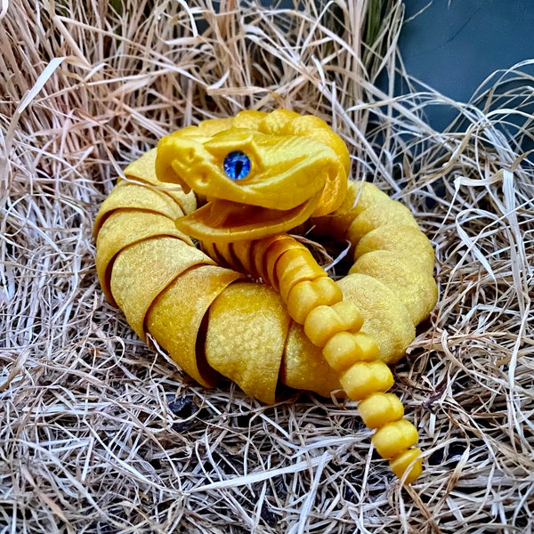 Rattlesnake Articulated Fidget Sensory Desk Art Mouth Opens and Closes ...