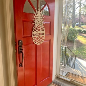 Welcome Pineapple, Front Door Wreath, Front Door Decor, Pineapple Decor ...