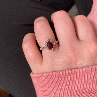 January Birthstone Engagement Ring 1ct Garnet Engagement Ring Rose Gold ...