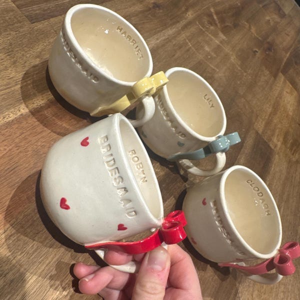 Personalised Bow Mug, Write Whatever You Want! Handmade Custom Ceramic ...