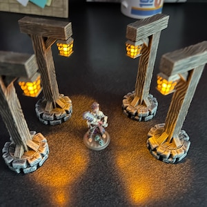 Wooden Lamp Post / Lantern Post on Stone Base for Dungeons and Dragons ...