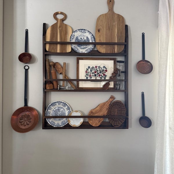 Plate Rack, Wall Hanging Wood Plate Rack, Farmhouse Style Plate Rack ...