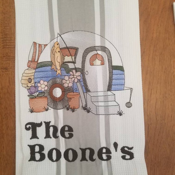 CAMPER EMBROIDERY 5 - Camping, RV, Camper, Summer - Fits a 4x4", 5x7 ...