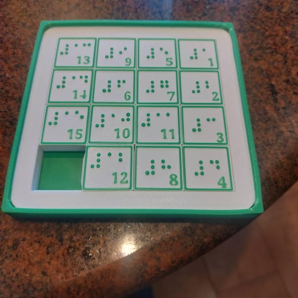 Braille 15 Sliding Puzzle, Classic Brain Teaser for the Blind, Arrange ...
