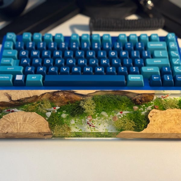 Handmade River Koi Pond Resin Wrist Rest, Wood Keyboard Rest - Etsy