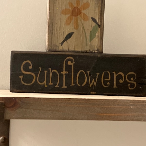 Sunflowers Primitive Block Sign - Etsy