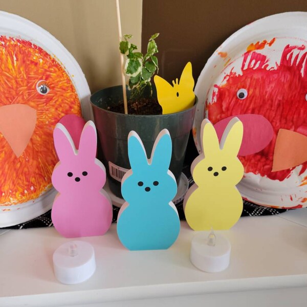 Easter Peeps Decorations Set of 3 Easter Tiered Tray Decor Freestanding ...